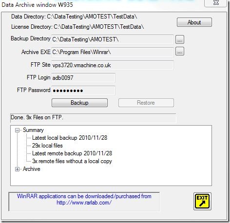 Backup AMS data Local and Remotely on FTP server - Avdex